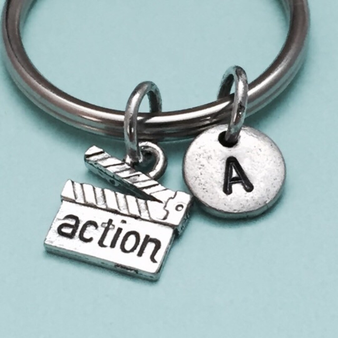 Clapperboard Keychain, Clapperboard Charm, Film Keychain, Personalized ...
