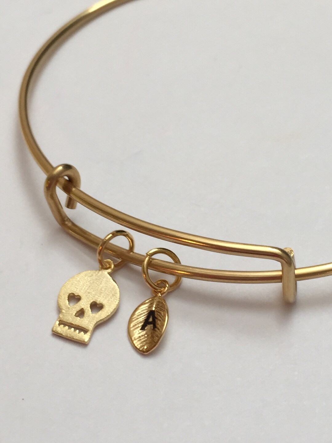 Skull Bangle, Skull Charm Bracelet, Expandable Bangle, Charm Bangle ...