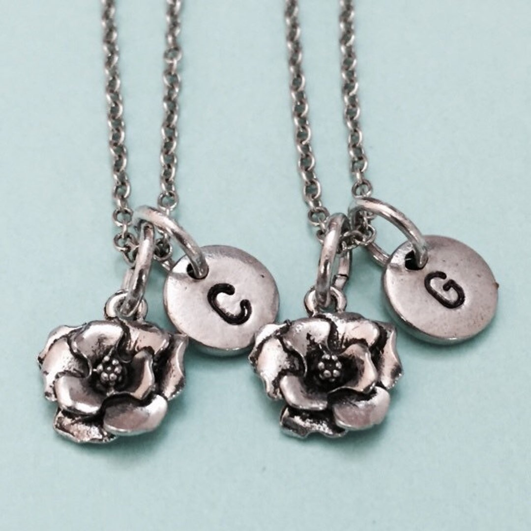 Best Friend Necklace, Rose Necklace, Flower Necklace, Bff Necklace ...