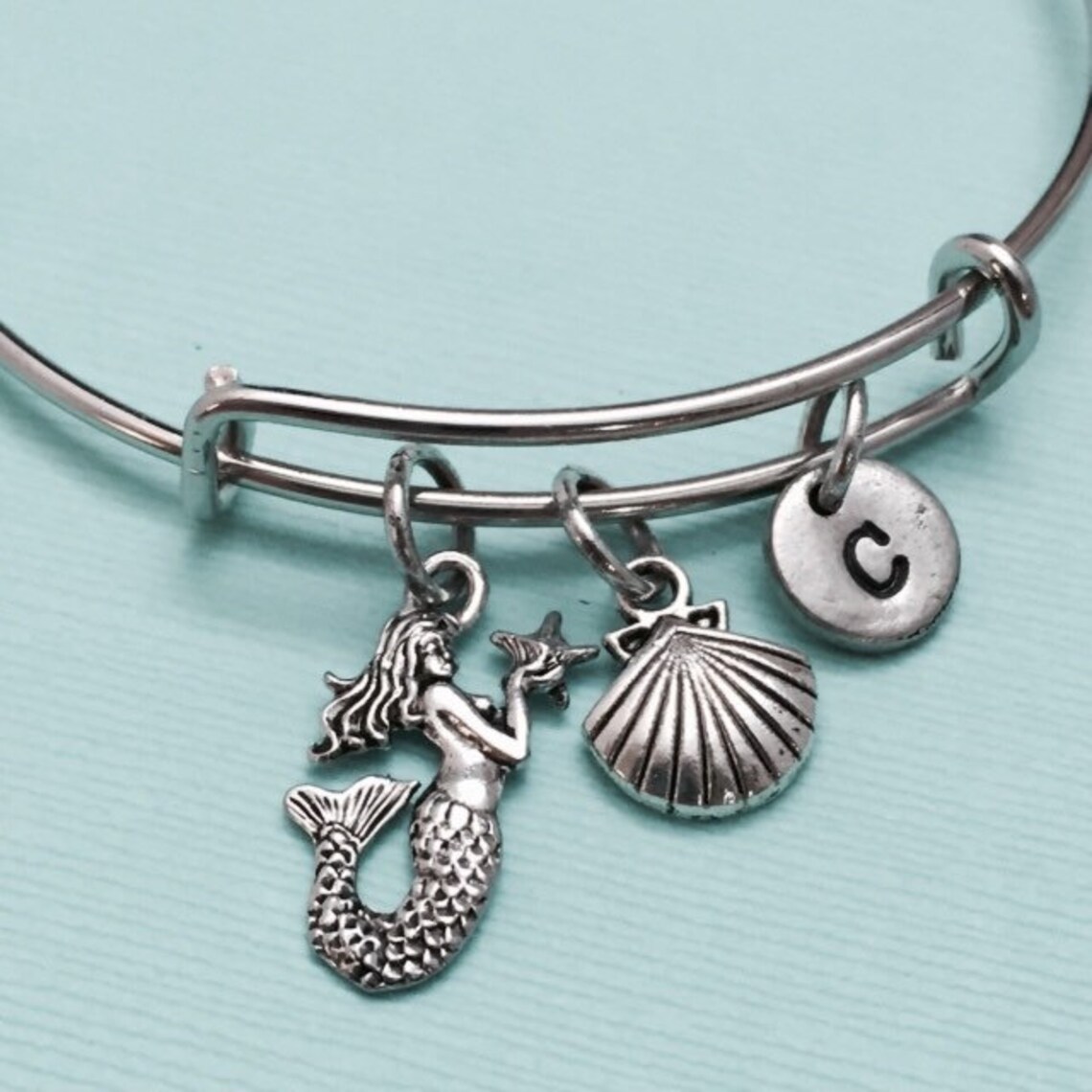 Mermaid Bangle Mermaid Charm Bangle Expandable Bangle Charm - Etsy