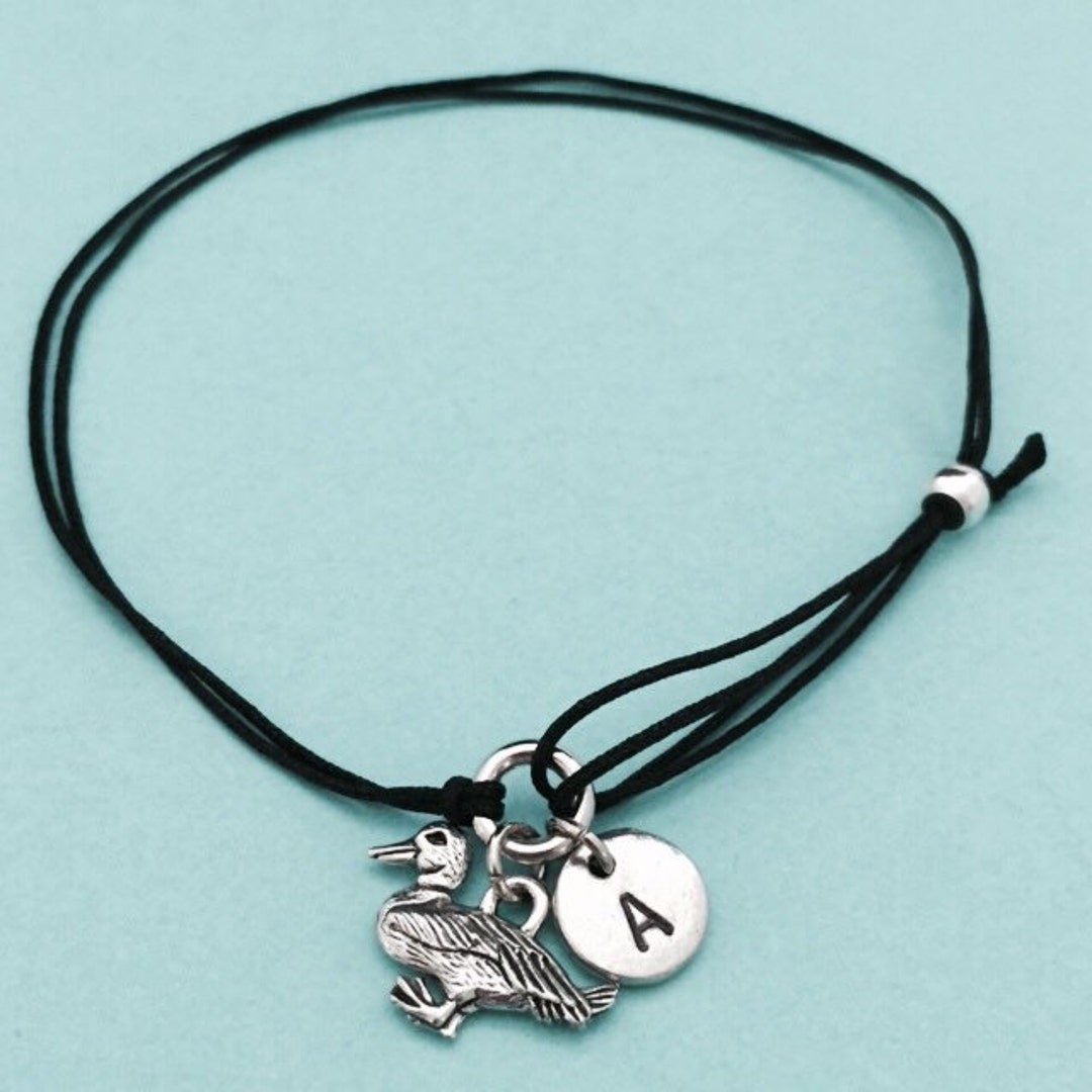 Duck Cord Bracelet, Duck Charm Bracelet, Adjustable Bracelet, Charm ...