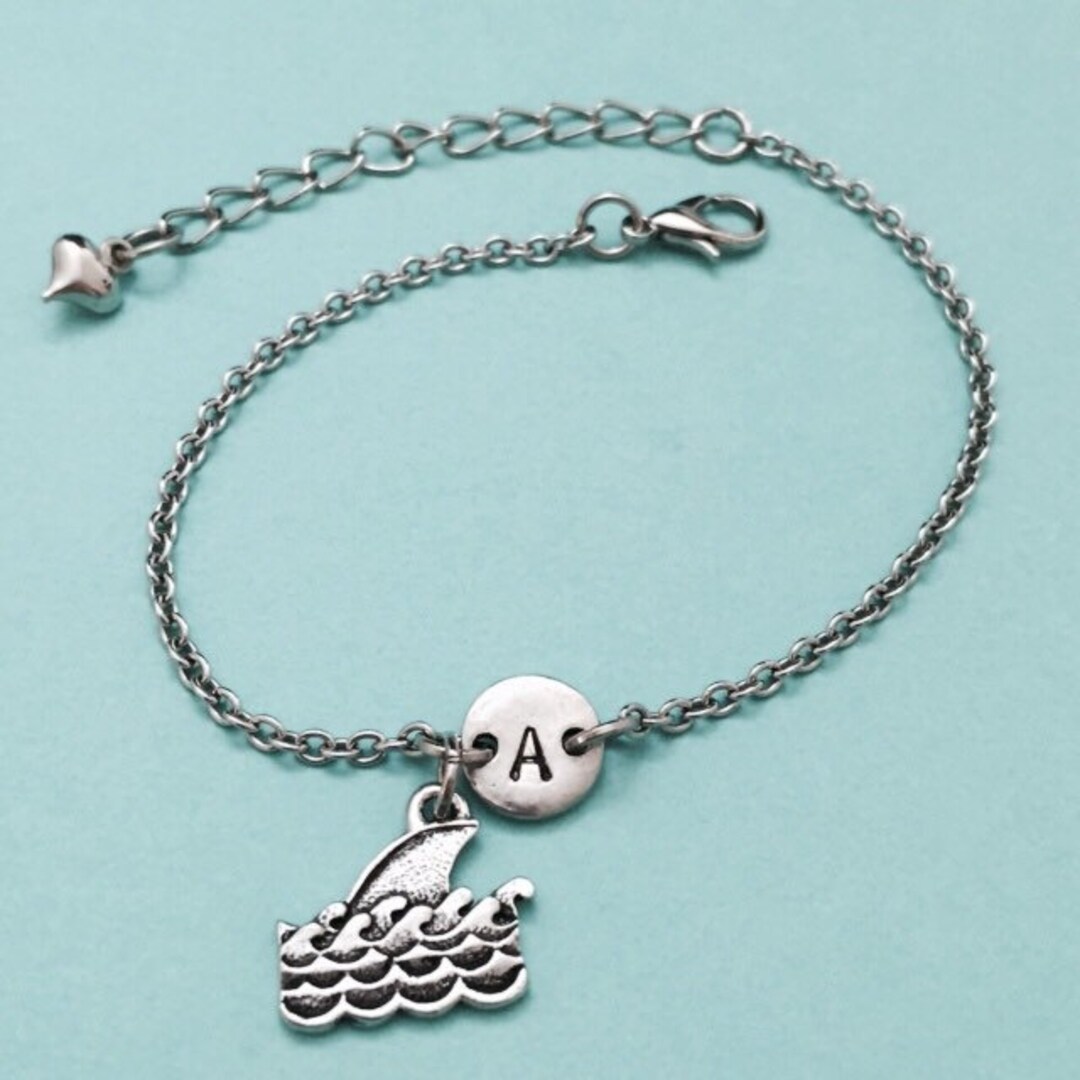 Shark Fin Charm Bracelet, Shark Fin Charm, Adjustable Bracelet, Fin ...