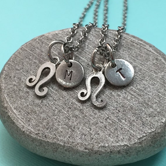 Best friend necklace Leo necklace zodiac necklace bff necklace sister friendship jewelry personalized necklace initial monogram