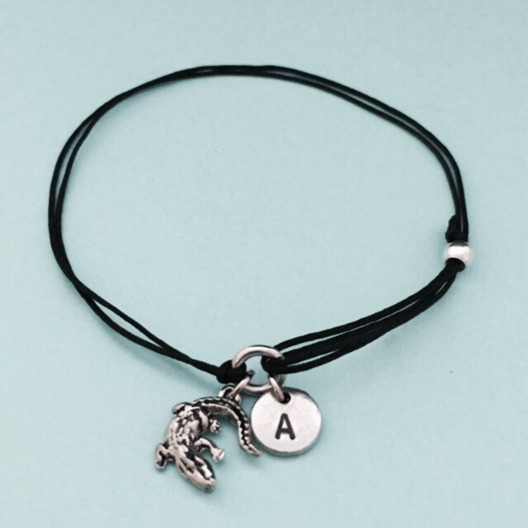 Gator Cord Bracelet, Gator Charm Bracelet, Adjustable Bracelet, Charm ...