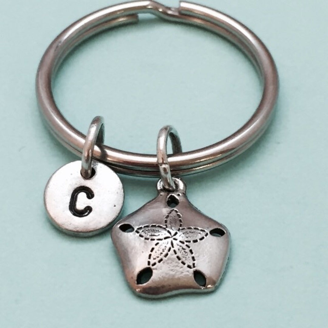 Sand Dollar Keychain, Sand Dollar Charm, Beach Keychain, Sea Shell ...