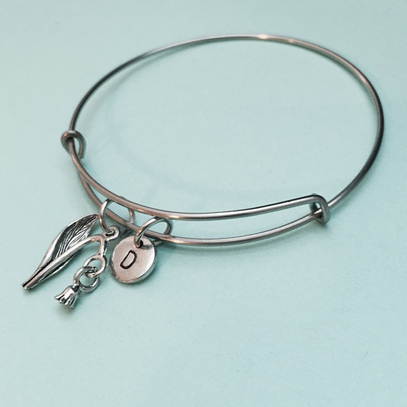 Flower Bangle, Flower Charm Bracelet, Expandable Bangle, Charm Bangle ...