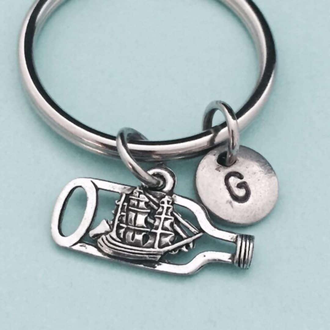 Ship in a Bottle Keychain, Ship in a Bottle Charm, Impossible Keychain ...