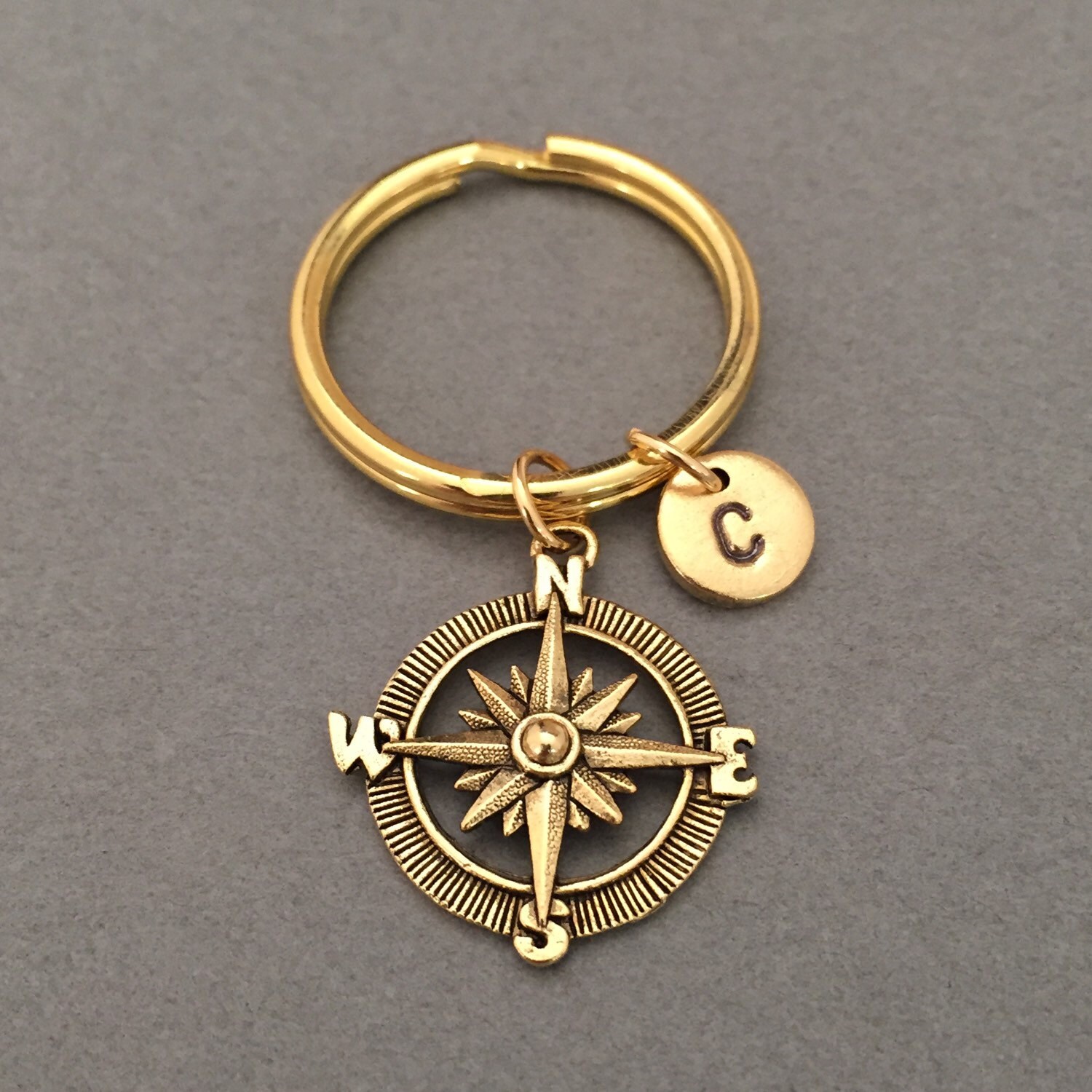 Compass Keychain Compass Charm Direction Keychain | Etsy