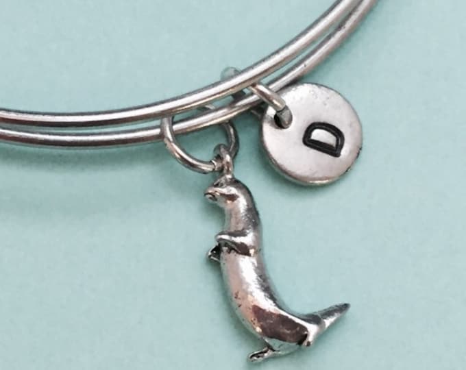 Otter Bangle, Otter Bracelet, Otter Charm, Personalized Bracelet ...
