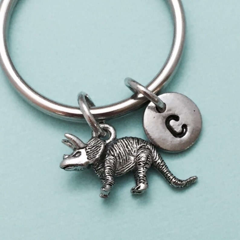 Triceratops Keychain, Dinosaur Keychain, Dinosaur Charm, Dino Keychain ...