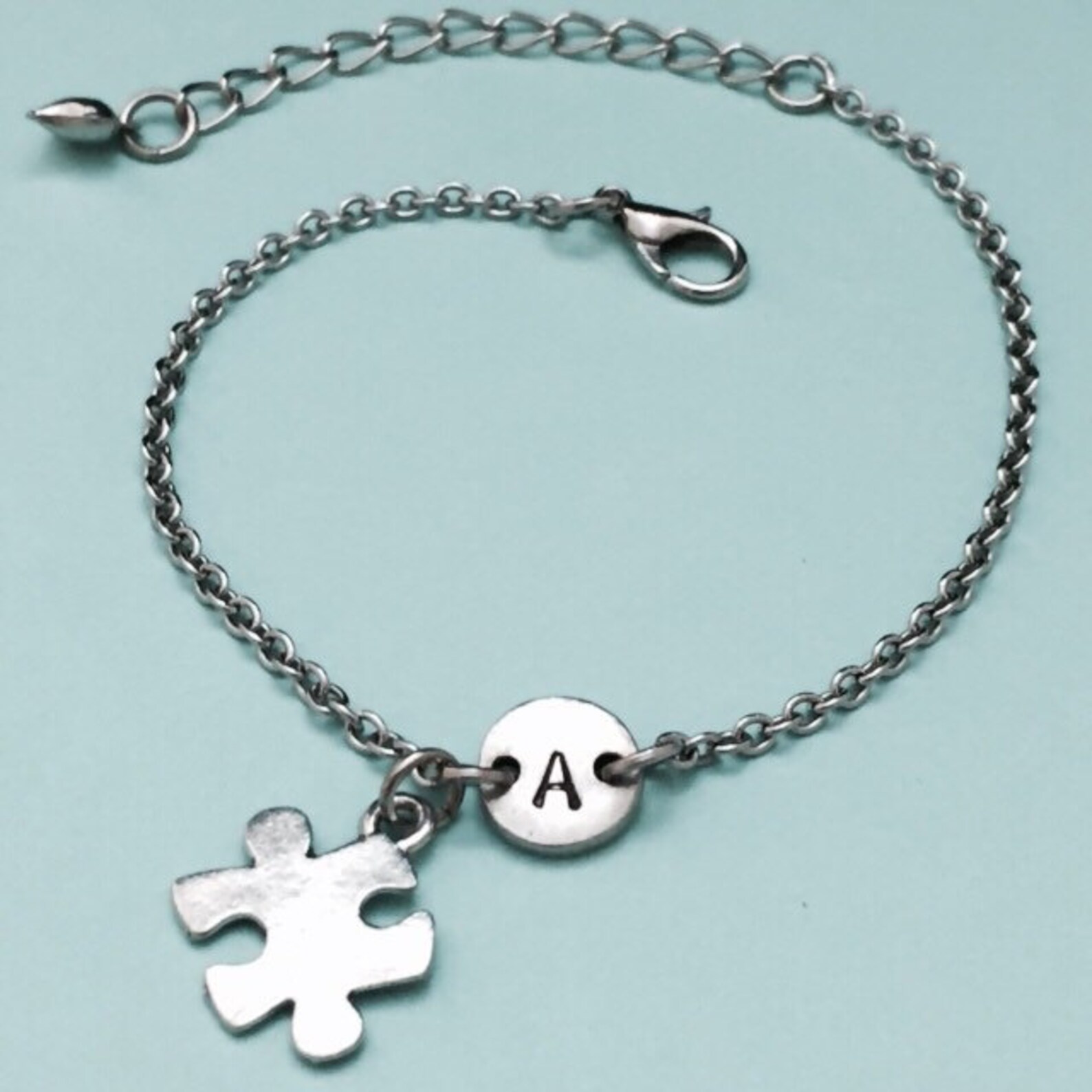 Puzzle Piece Charm Bracelet, Puzzle Piece Charm, Adjustable Bracelet ...