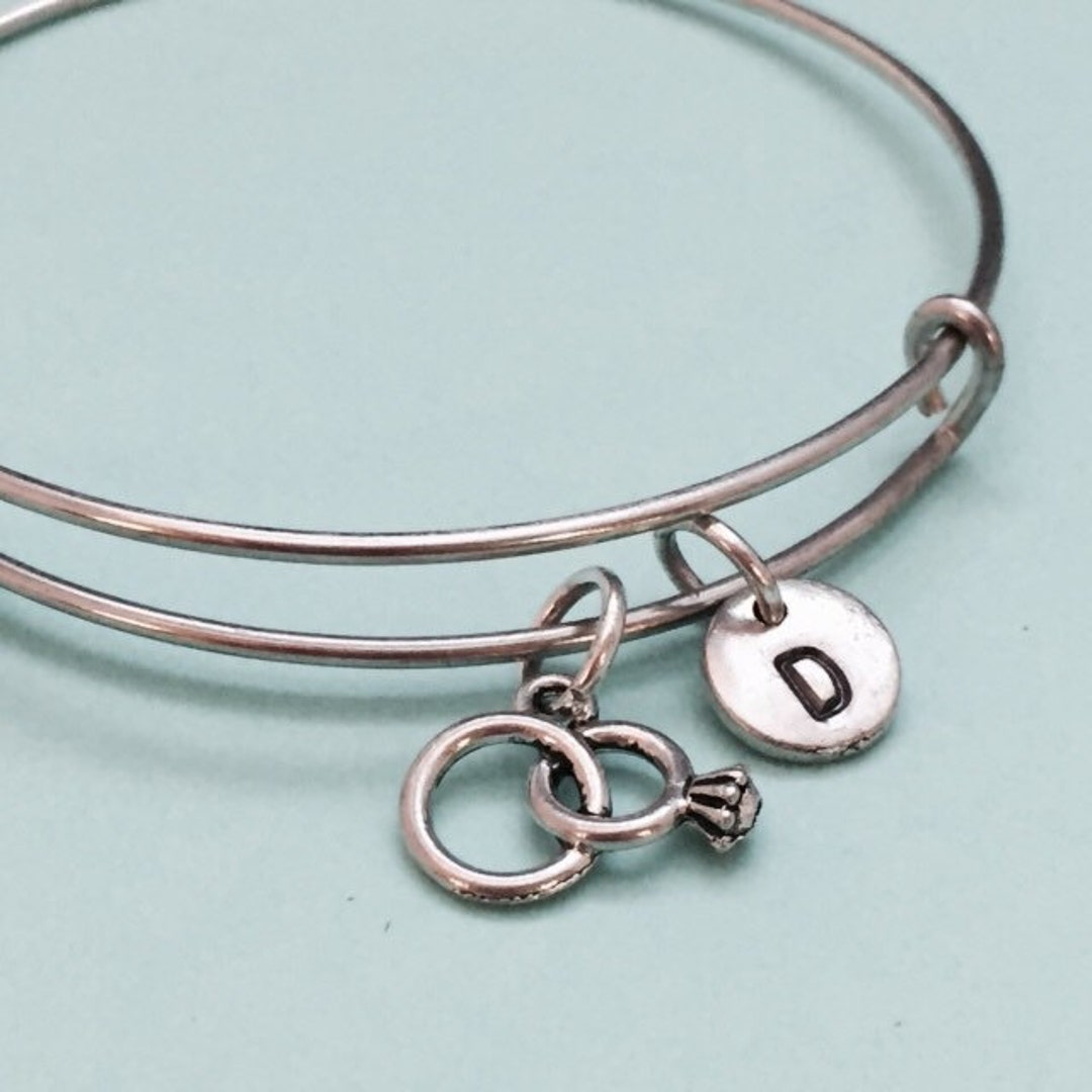Wedding Ring Bangle, Wedding Ring Bracelet, Ring Charm, Personalized ...