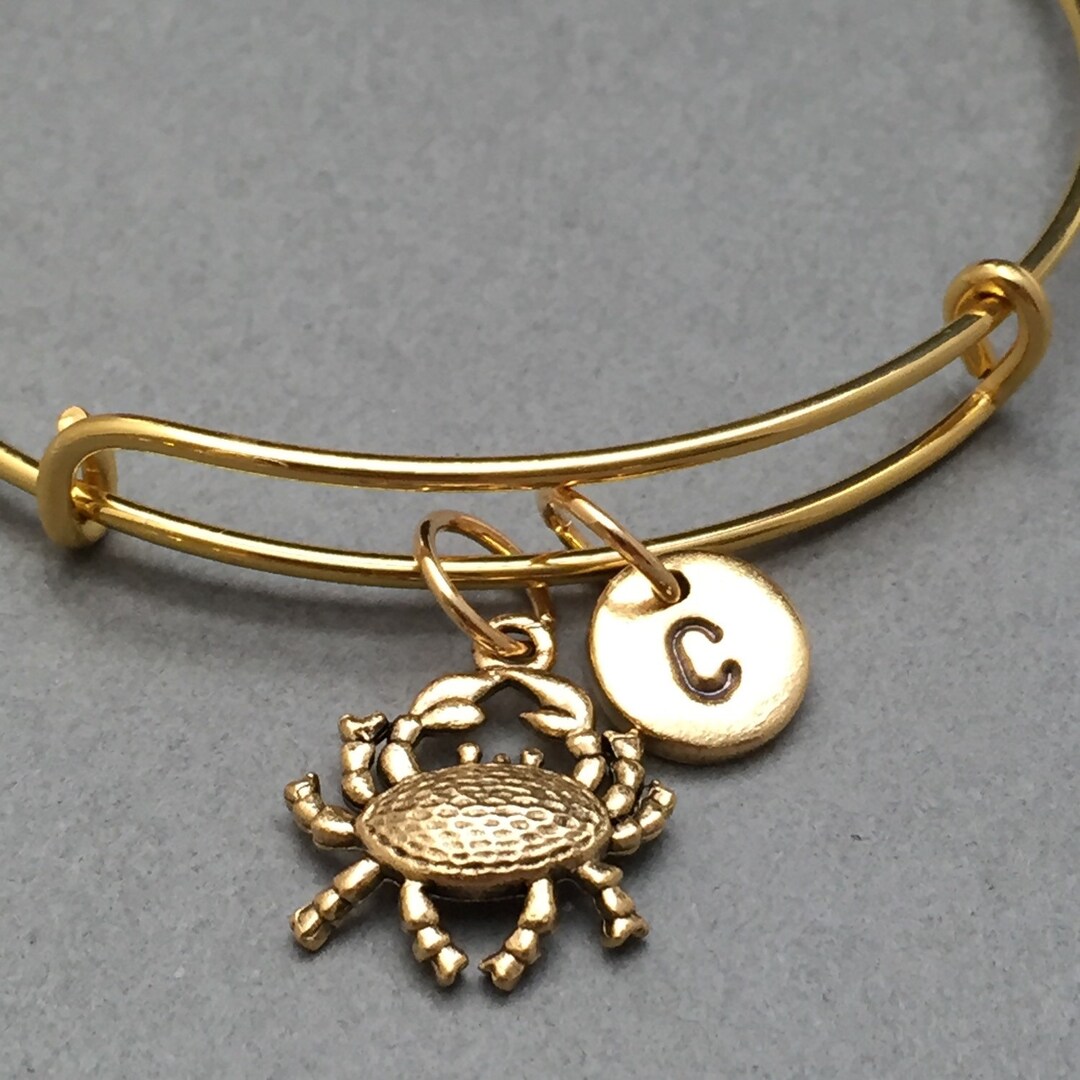 Crab Bangle, Crab Charm Bracelet, Expandable Bangle, Charm Bangle ...