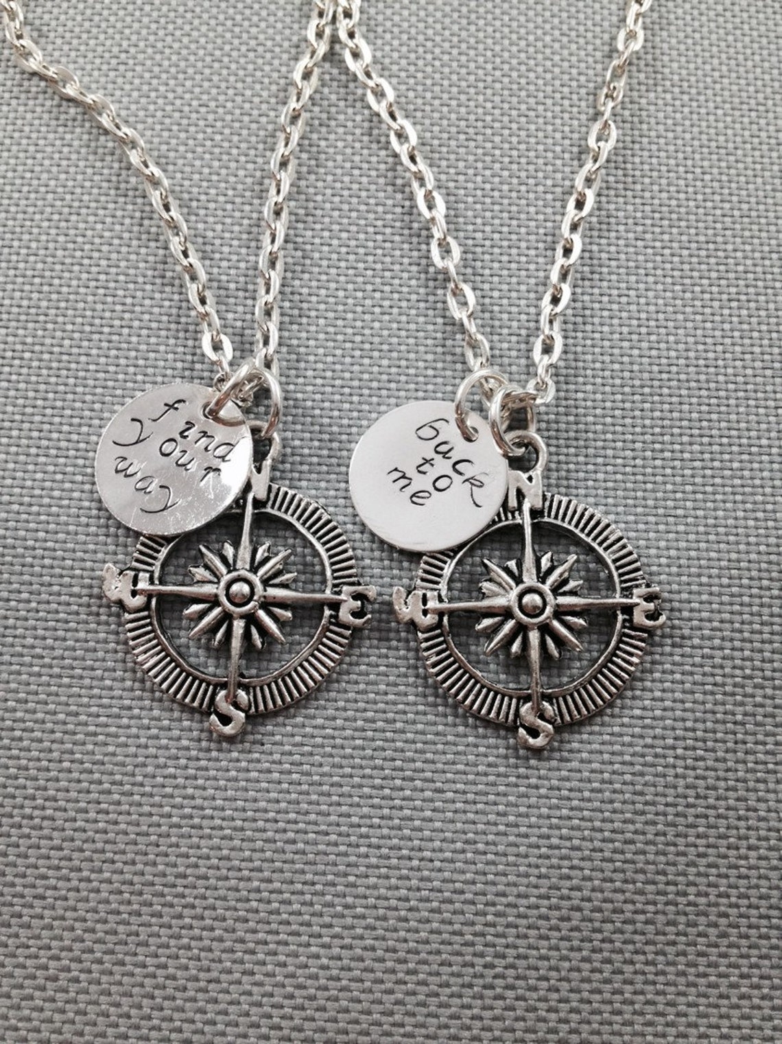 Customized Compass Necklace, Mother Daughter Necklace Set, Best Friend ...