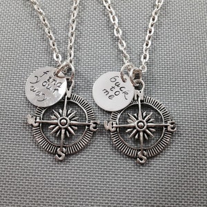 Customized Compass Necklace, Mother Daughter Necklace Set, Best Friend ...
