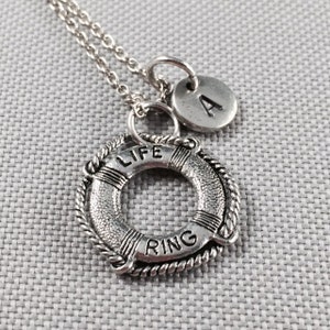 Life Ring Charm Necklace, Lifesaver Charm, Ocean Charm, Personalize ...