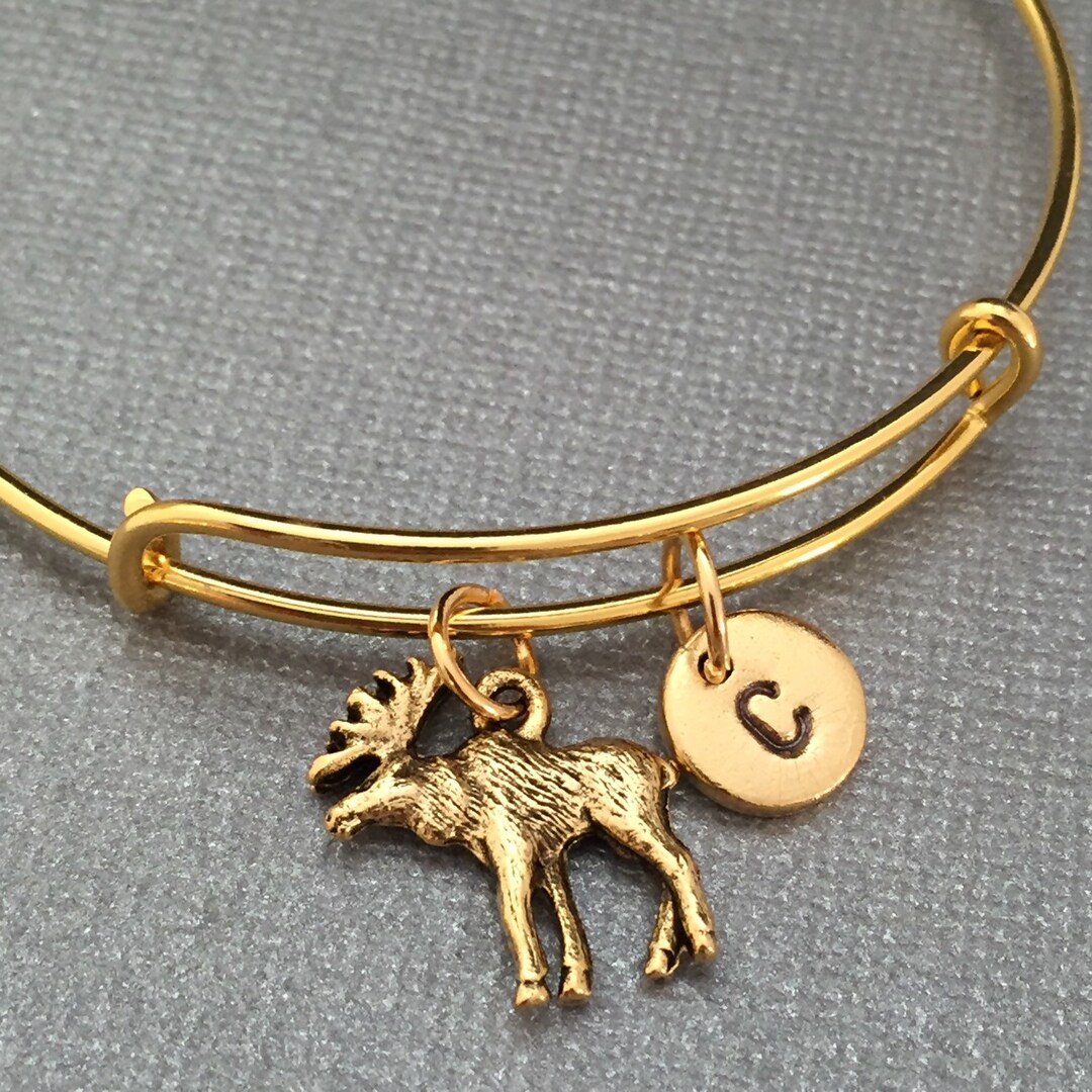 Moose Bangle, Moose Charm Bracelet, Expandable Bangle, Charm Bangle ...