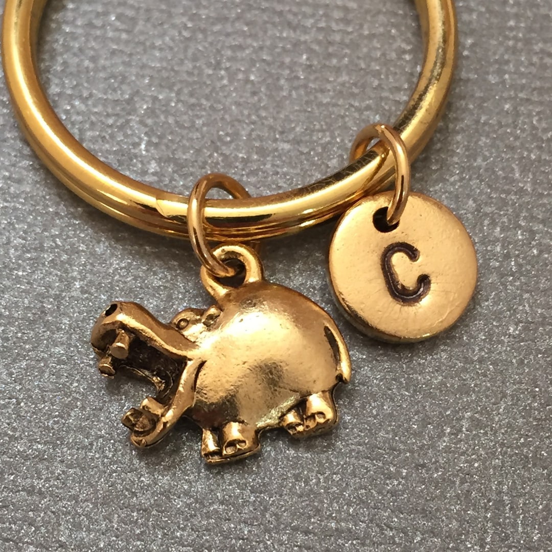Hippo Keychain, Hippo Charm, Animal Keychain, Personalized Keychain ...