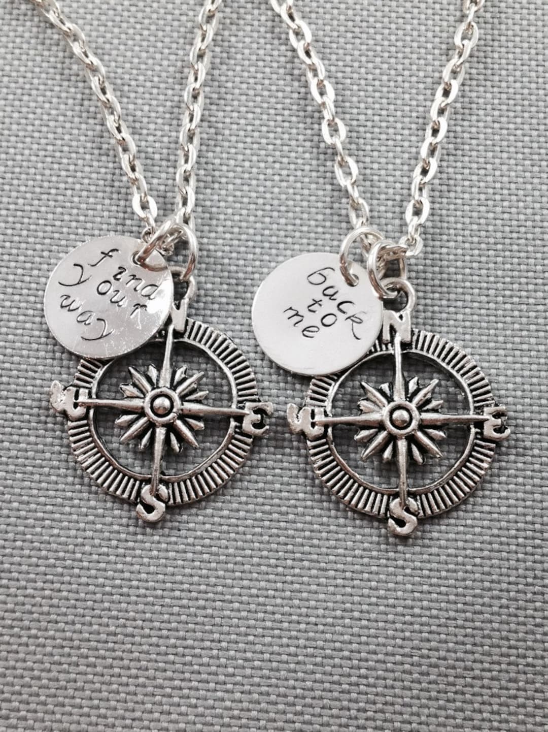 Customized Compass Necklace, Mother Daughter Necklace Set, Best Friend ...
