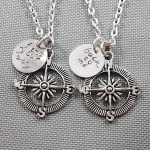 Customized Compass Necklace, Mother Daughter Necklace Set, Best Friend ...