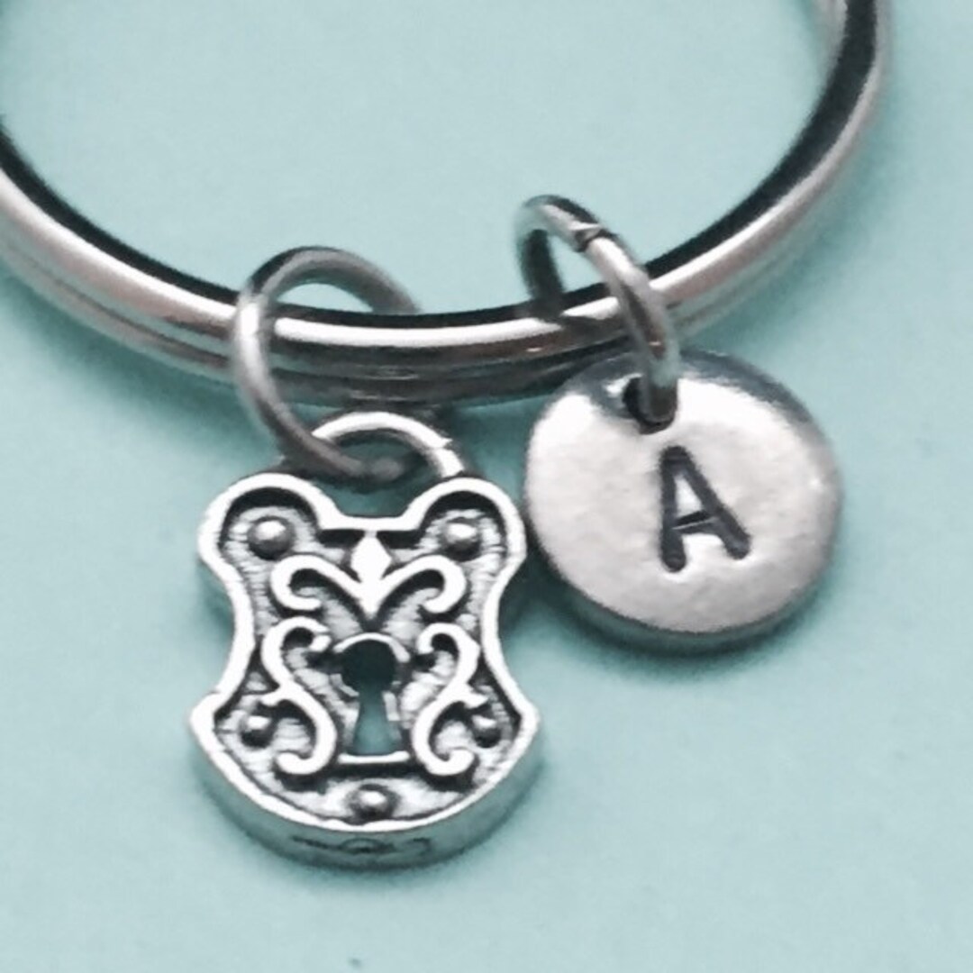 Lock Keychain, Lock Charm, Lock and Key Keychain, Personalized Keychain ...