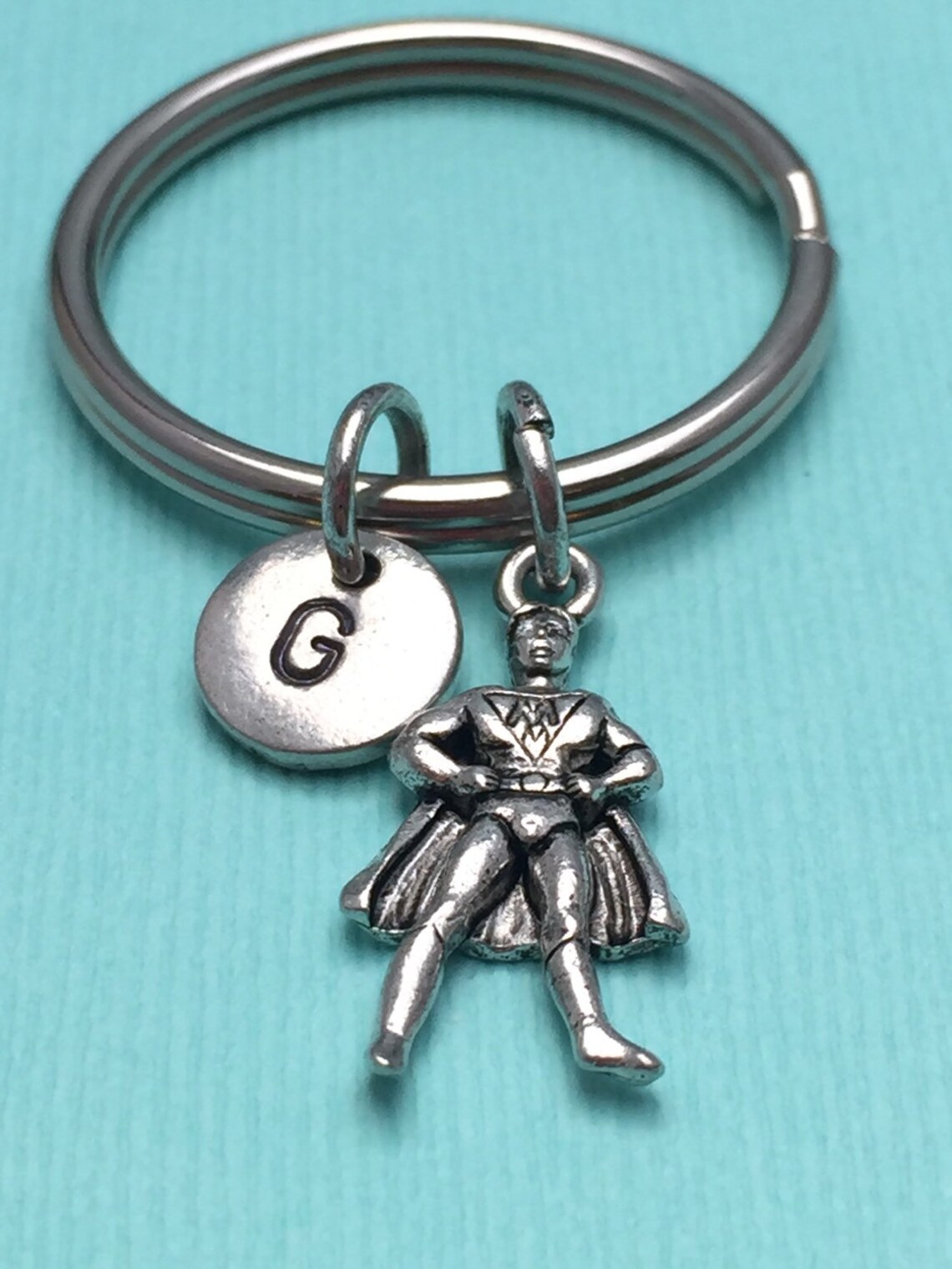Superhero Keychain, Hero Keychain, Personalized Keychain, Initial ...