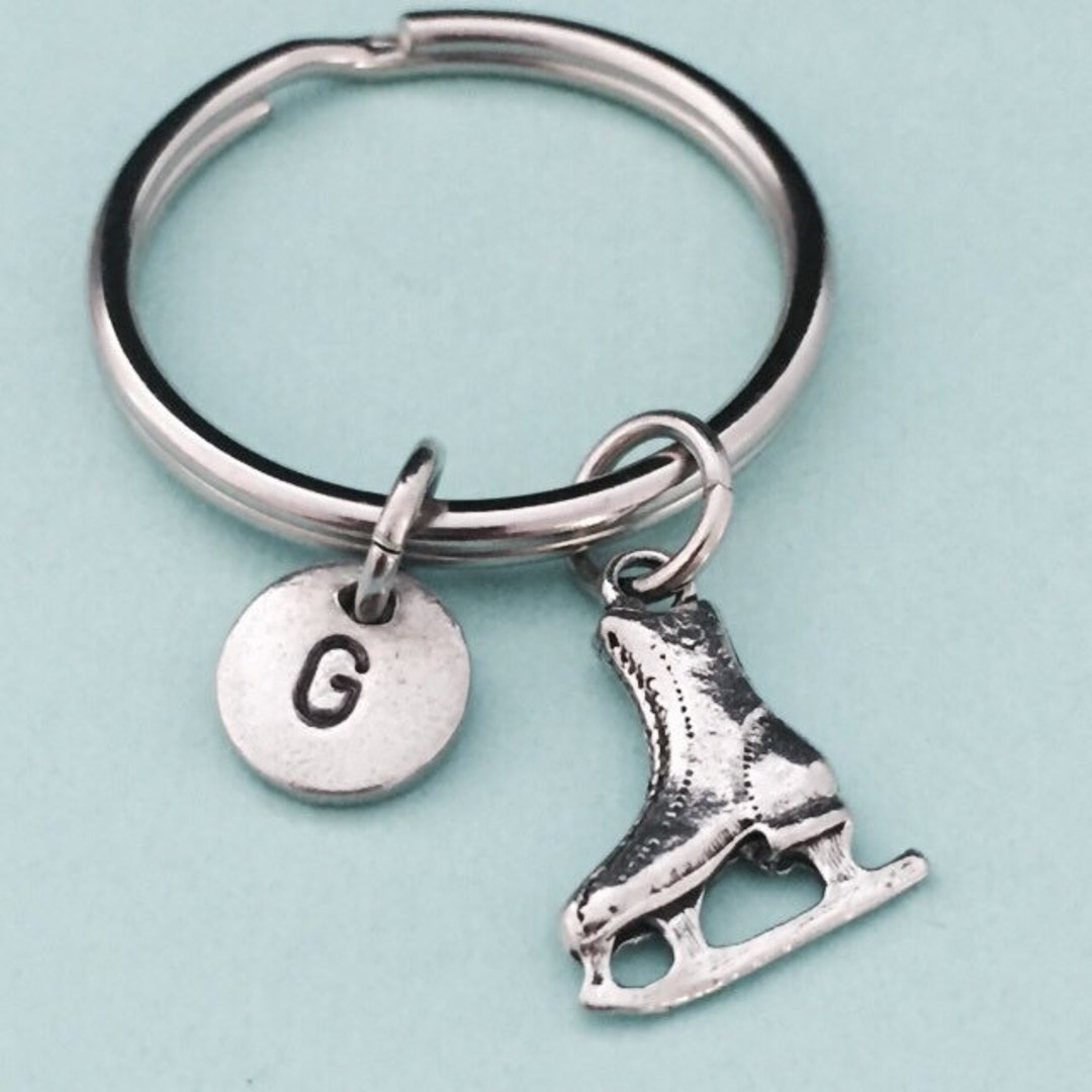 Ice Skate Keychain, Ice Skate Charm, Sports Personalized Keychain ...