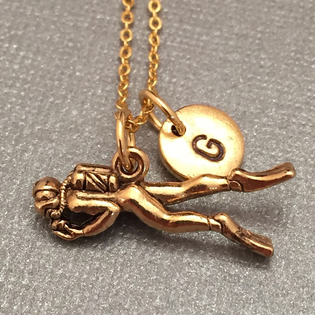 Scuba Diver Necklace, Scuba Diver Charm, Nautical Necklace ...