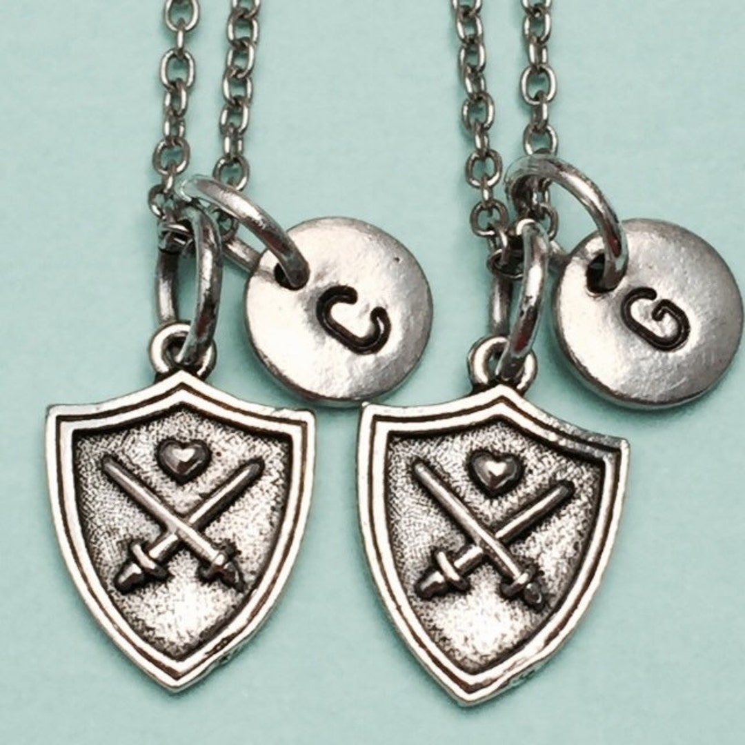 Best Friend Necklace, Shield Necklace, Soldier Necklace, Bff Necklace ...