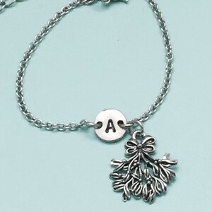 Mistletoe Charm Bracelet, Mistletoe Charm, Adjustable Bracelet ...