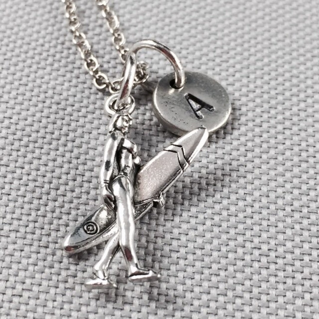 Surfer Girl Charm Necklace, Surfing Necklace, Surfer Necklace, Ocean ...