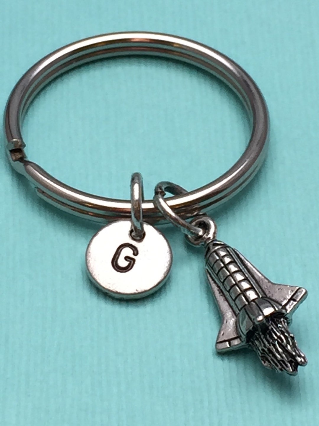 Spaceship Keychain, Rocket Keychain, Personalized Keychain, Initial ...