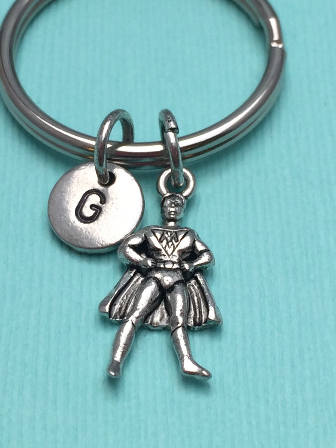 Superhero Keychain, Hero Keychain, Personalized Keychain, Initial ...