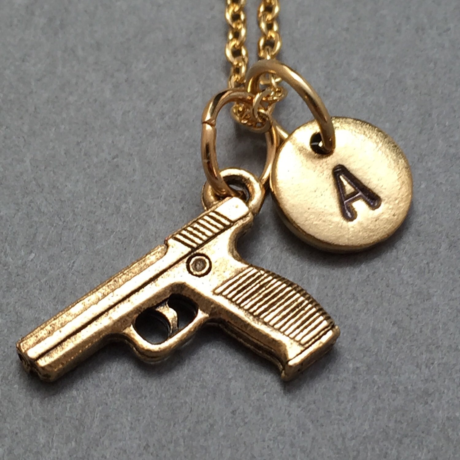 Gun Necklace Gun Charm Weapon Necklace Personalized - Etsy