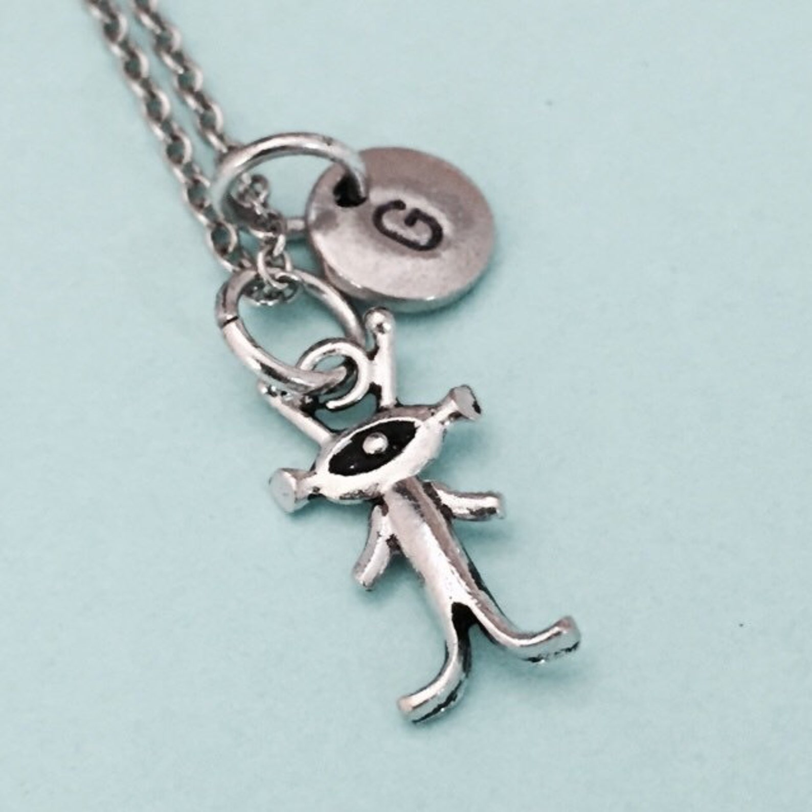 Alien Necklace Alien Charm Space Necklace Personalized - Etsy