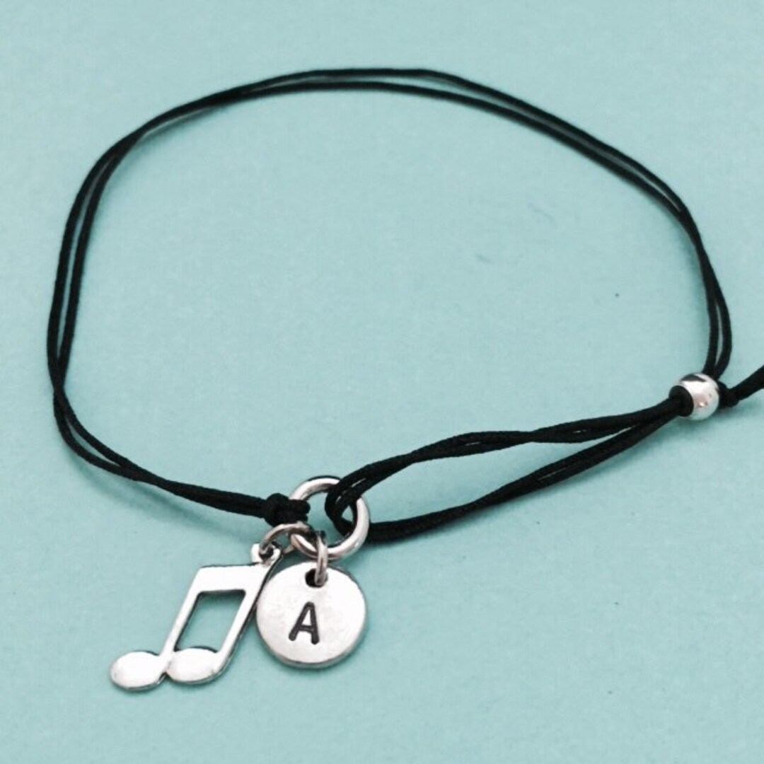 Music Note Cord Bracelet, Music Note Charm Bracelet, Adjustable ...