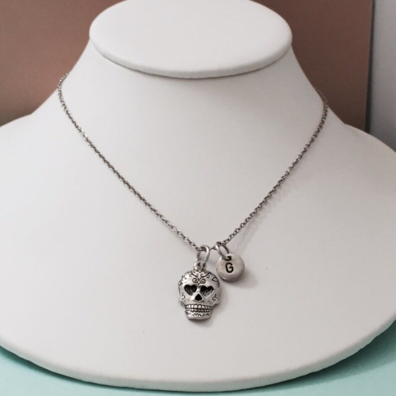 Sugar Skull Necklace, Sugar Skull Charm, Skull Necklace, Personalized ...