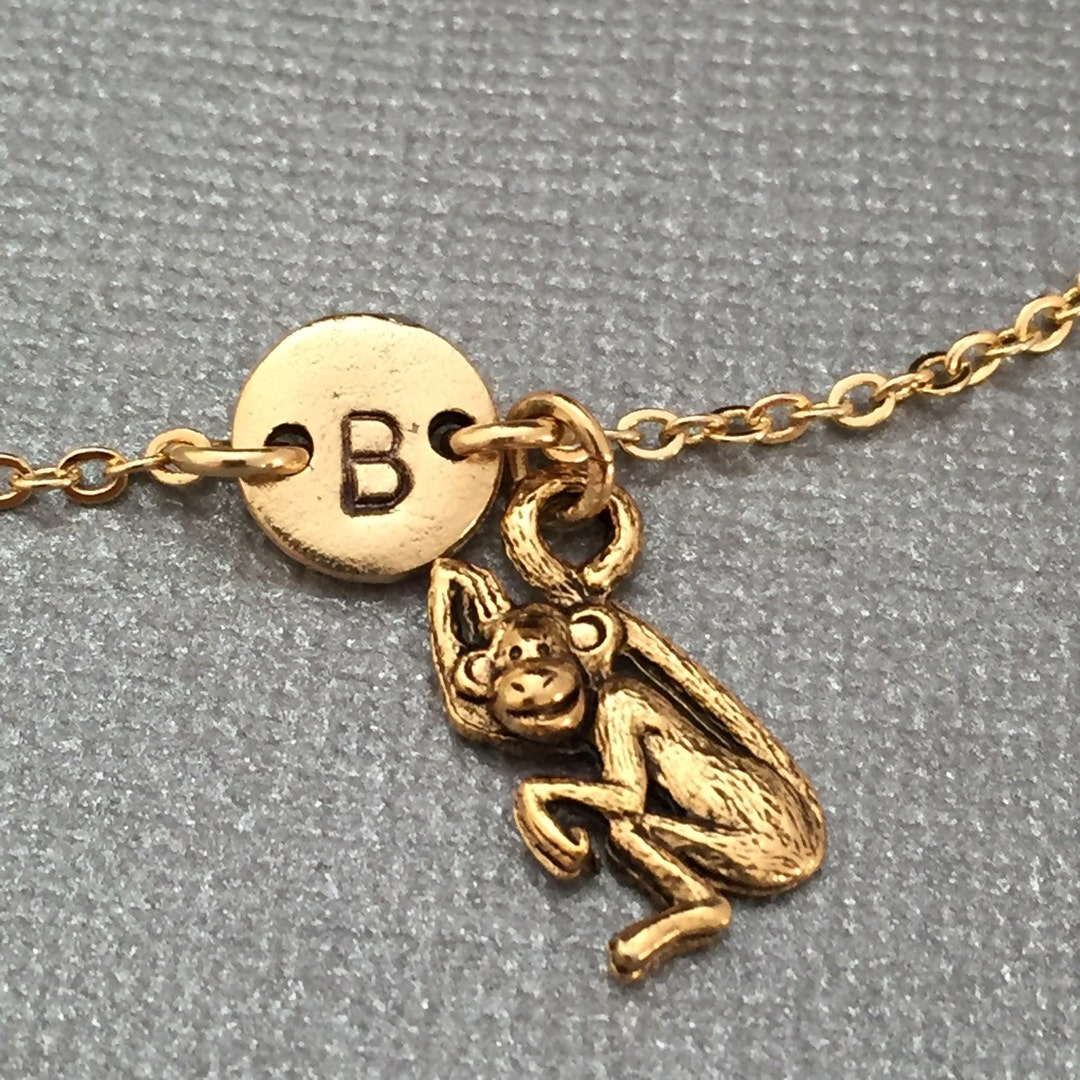 Monkey Charm Bracelet, Monkey Charm, Adjustable Bracelet, Animal ...