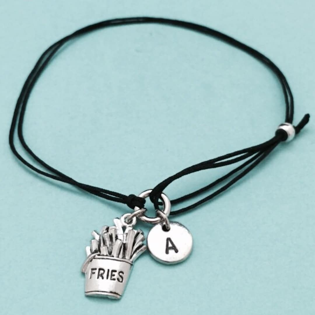 Fries Cord Bracelet, Fries Charm Bracelet, Adjustable Bracelet, Charm ...