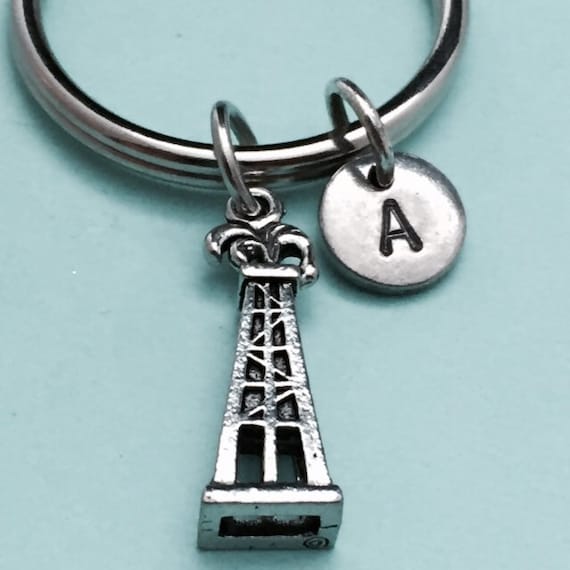 Oil Rig Keychain Oil Rig Charm Drill Rig Keychain | Etsy