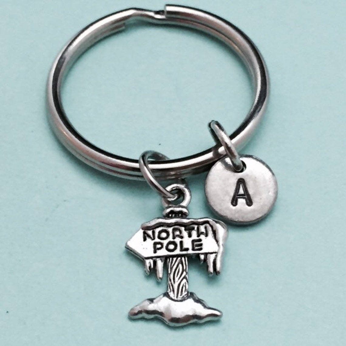North Pole Keychain North Pole Charm Christmas Keychain - Etsy