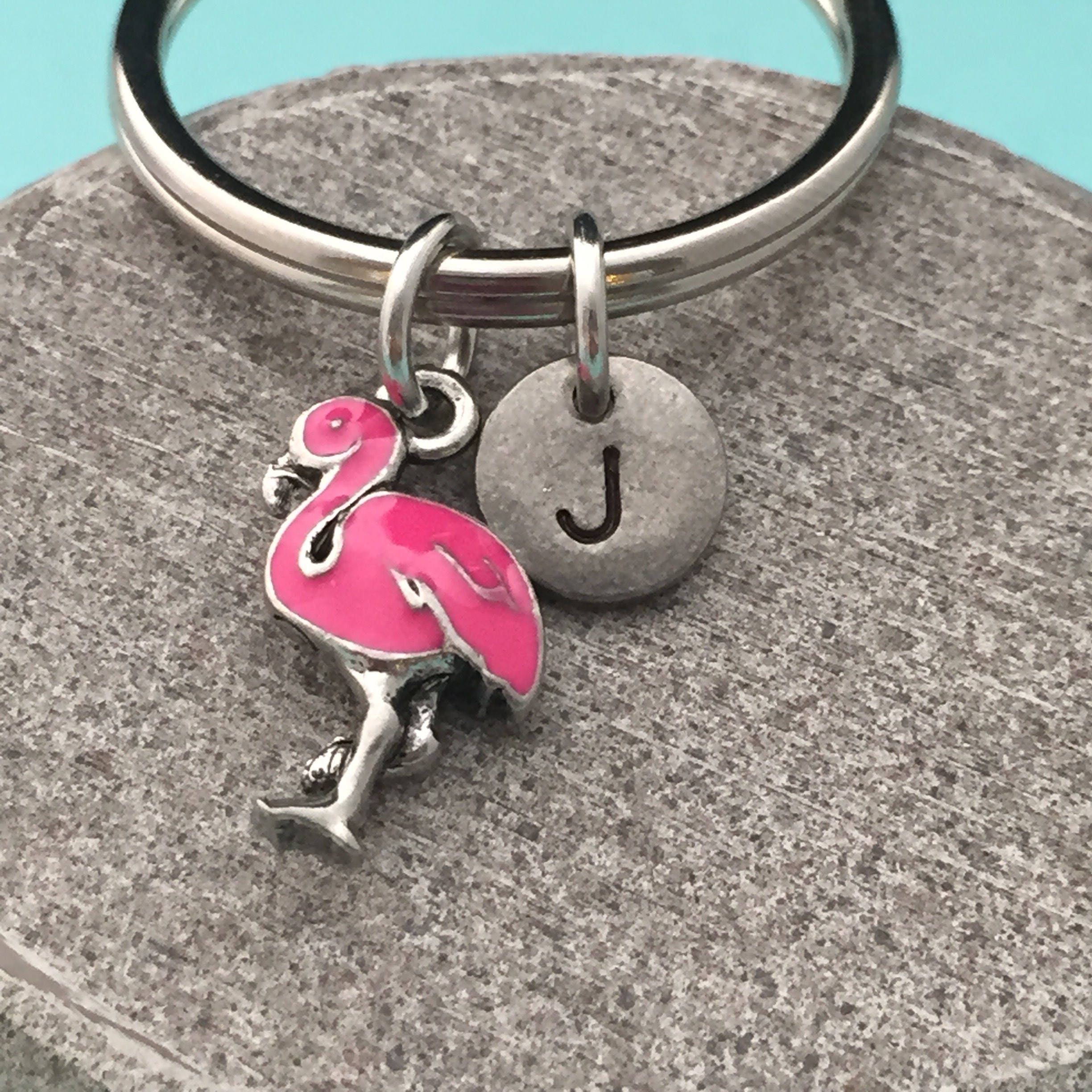 Flamingo Keychain, Flamingo Charm, Animal Keychain, Personalized ...