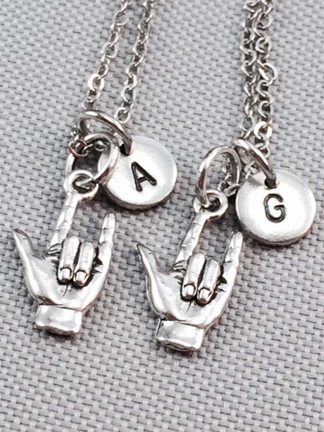 Best Friend Necklace, Sign Language Necklace, I Love You Necklace ...
