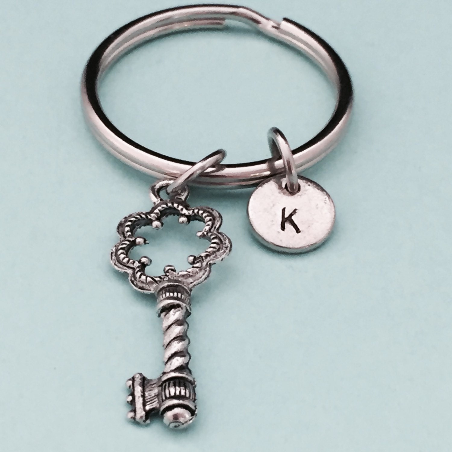 Key Charm Keychain, Skeleton Key Keychain, Key Charm, Personalized ...