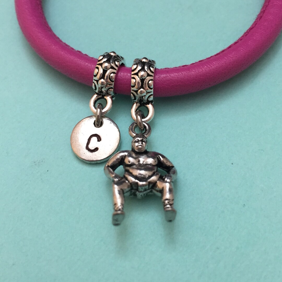 Sumo Wrestler Leather Bracelet, Sumo Wrestler Charm Bracelet, Leather ...