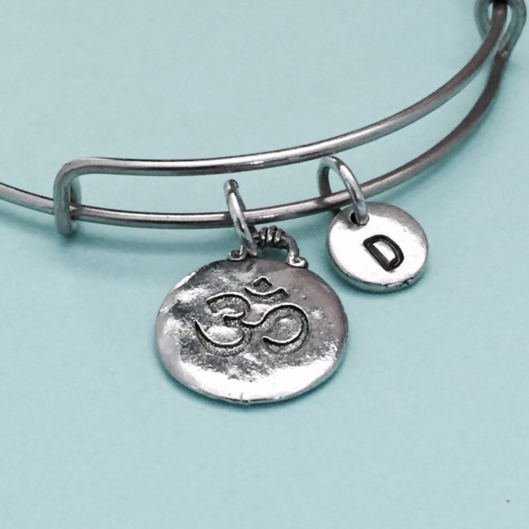 Ohm Symbol Bangle, Ohm Symbol Bracelet, Expandable Bangle, Charm Bangle ...