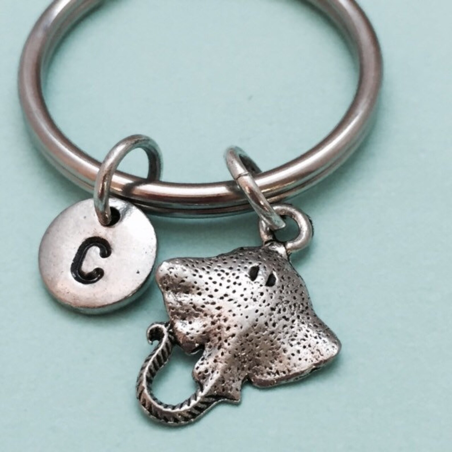 Stingray Keychain, Stingray Charm, Sea Animal Keychain, Personalized ...