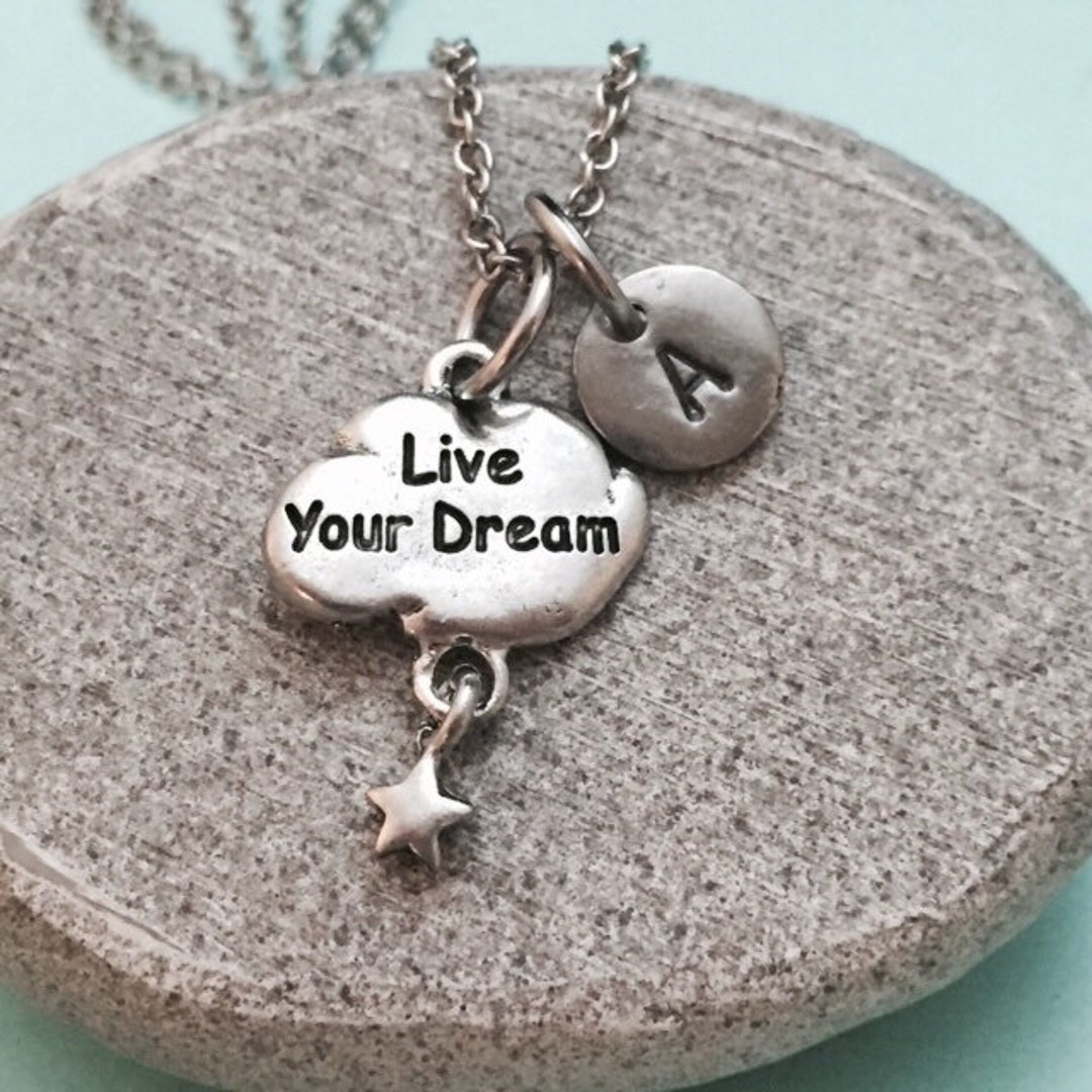 Live Your Dream Necklace, Live Your Dream Charm, Quote, Personalized ...