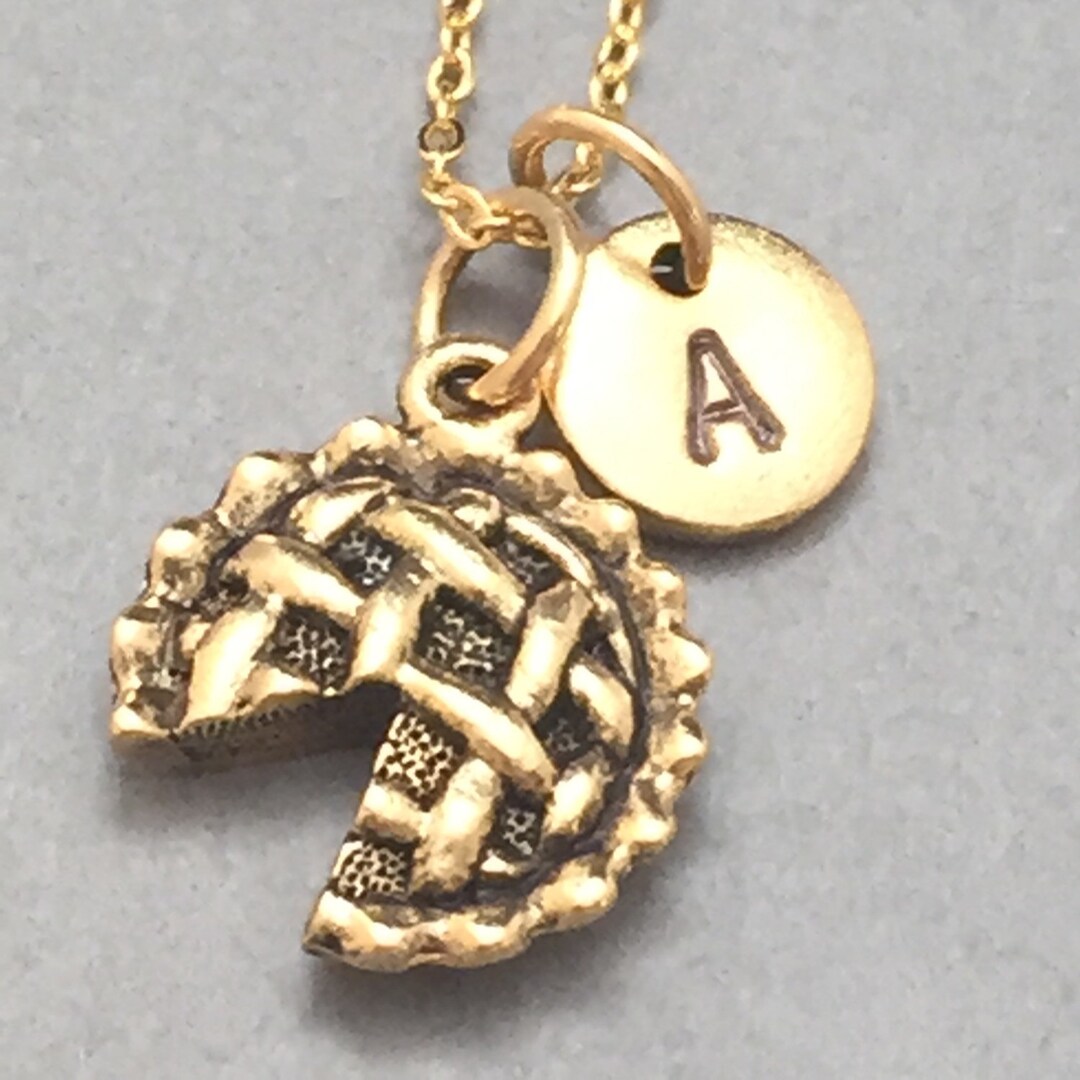 Pie Necklace, Pie Charm, Food Necklace, Initial Necklace, Initial Charm ...