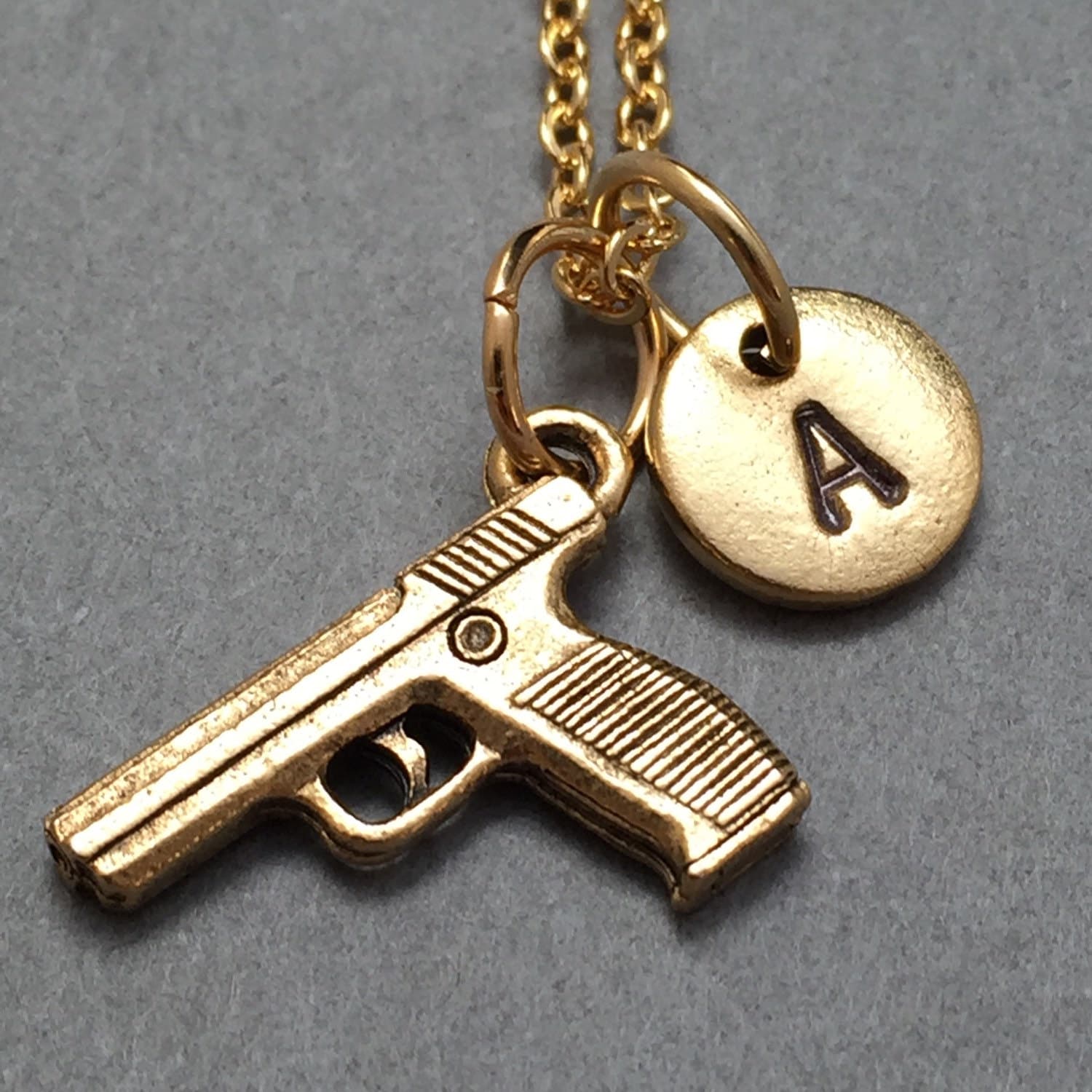 Gun Necklace Gun Charm Weapon Necklace Personalized - Etsy